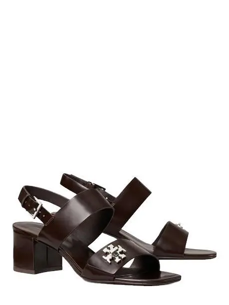 Tory Burch T Lock Block Heel Sandal - Dark Cocoa