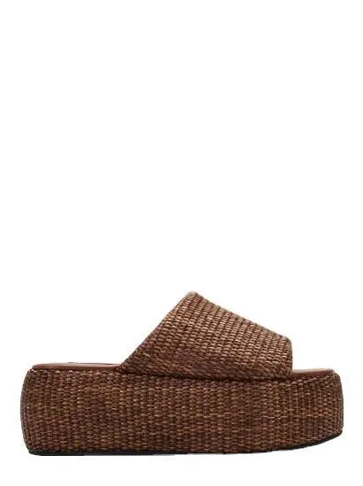 SIMONMILLER Raffia Cloudy Platform Slide Sandal - Chocolate