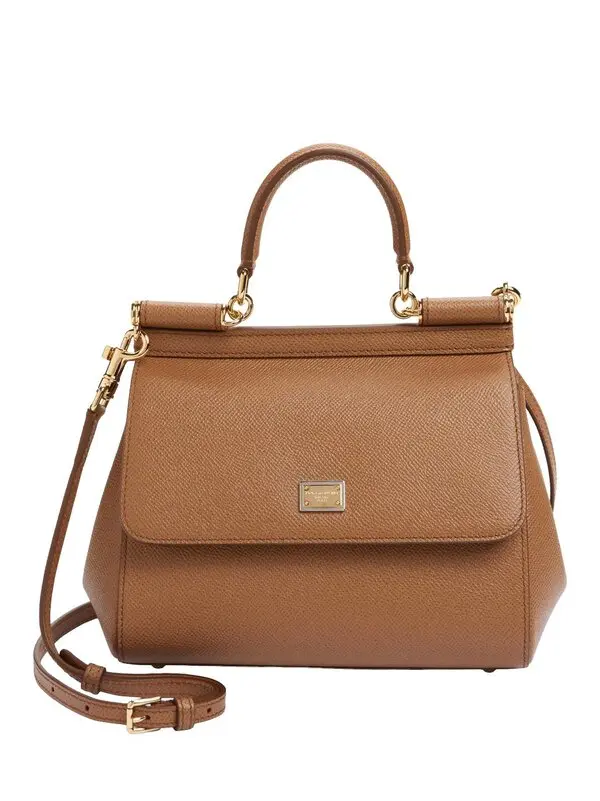 Dolce & Gabbana Sicily Leather Top Handle Bag - 8m417 Caramel