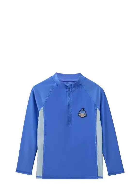ROARSOME Quarter Zip Long Sleeve Rash Guard - Medium Blue