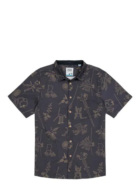 BAJA LLAMA Nazca Lines Dark 7-seas Button Up - Chocolate