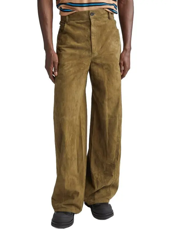 Marni Suede Wide Leg Pants - Sage