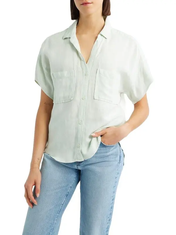 CLOTH & STONE Linen Blend Button-up Shirt - Soft Mint