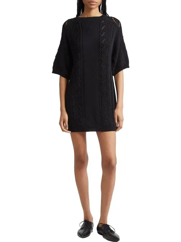 Loulou De Saison Arman Oversized Mini Sweater Dress - Black