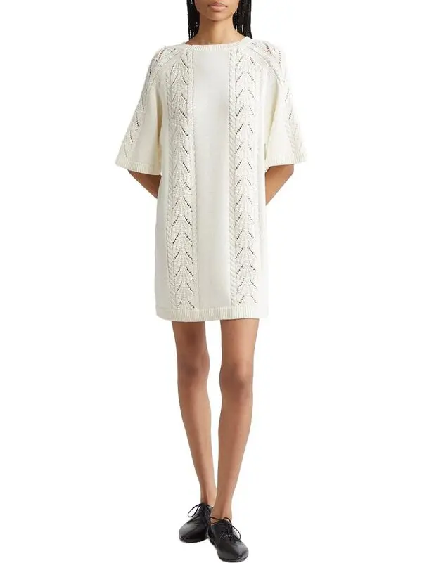 Loulou De Saison Arman Oversized Mini Sweater Dress - Ivory