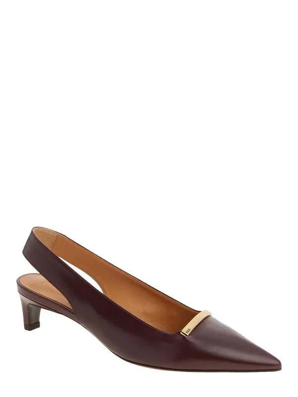 TOD'S Pointed Toe Kitten Heel Slingback Pumps - Kraft Chiaro