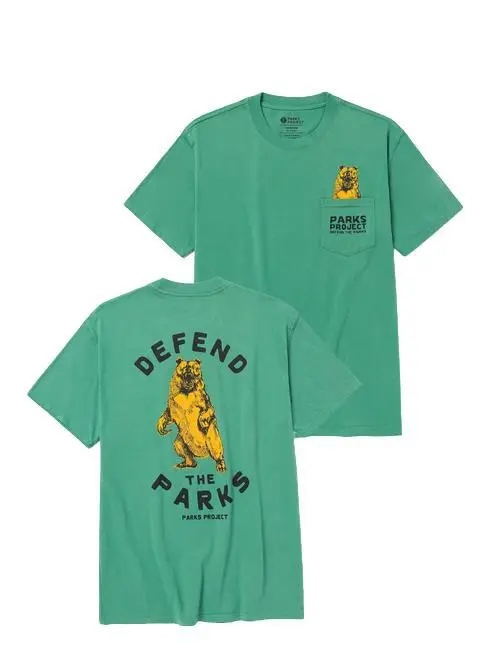 PARKS PROJECT Defend The Parks Bear Pocket T-shirt - Sage
