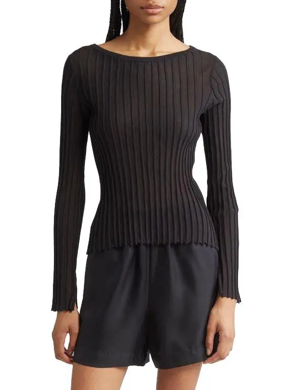 Loulou De Saison Mabille Rib Long-sleeve Top - Black