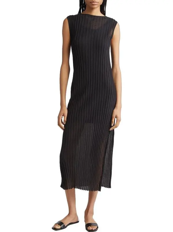 Loulou De Saison Ada Ribbed Midi Dress - Black