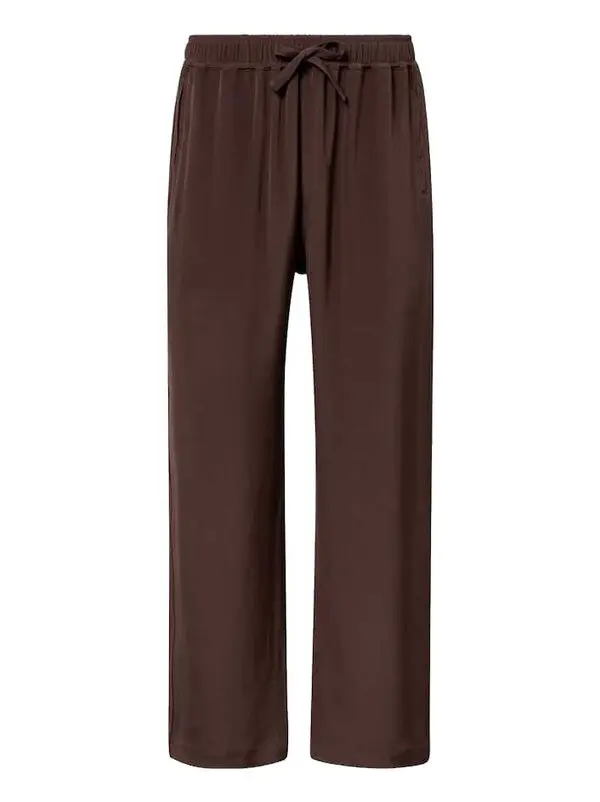 SAMAN AMEL Wide-leg Silk Pants - Brown
