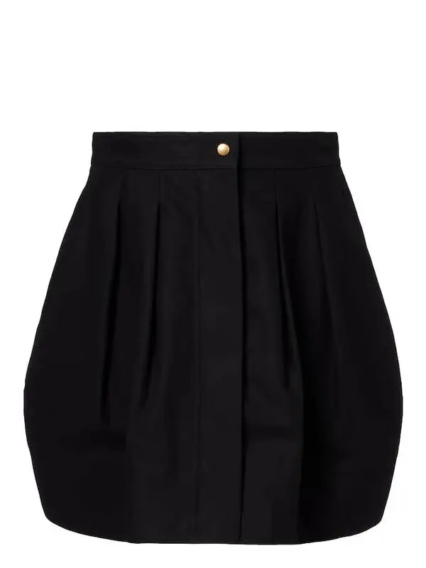 Max Mara Pleated Cotton Twill Miniskirt - Black