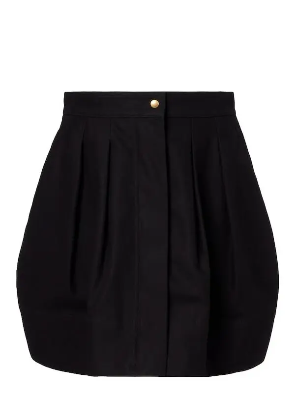 Max Mara Pleated Cotton Twill Miniskirt - Black