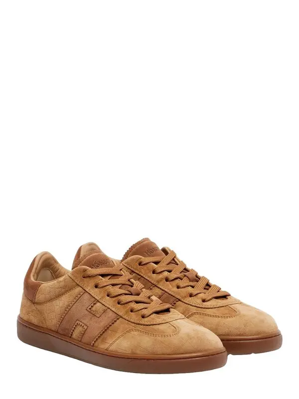 Hogan Croc-effect Suede Sneakers - Brown