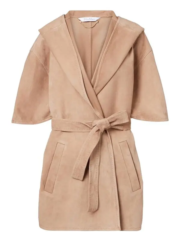 Max Mara Suede Wrap Jacket - Brown