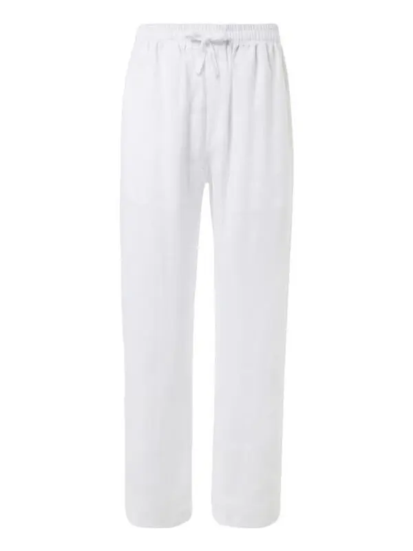 SAMAN AMEL Linen Wide-leg Trousers - Beige
