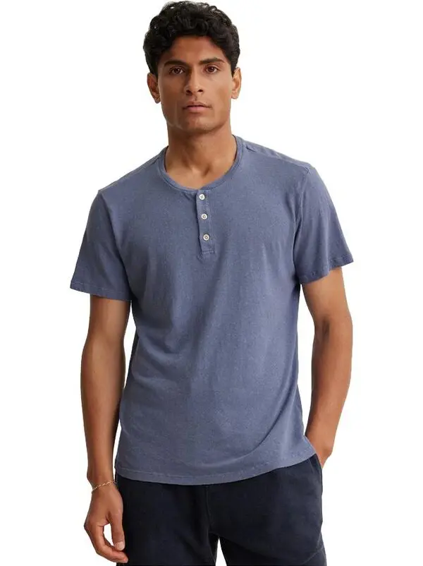 Velvet By Graham & Spencer Lionel Linen Cotton Henley - Natural