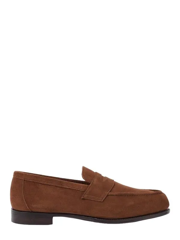 George Cleverley Cannes Suede Penny Loafers - Brown