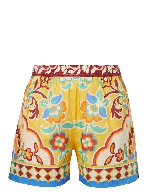 Etro Printed Cotton And Silk Shorts - Multicoloured