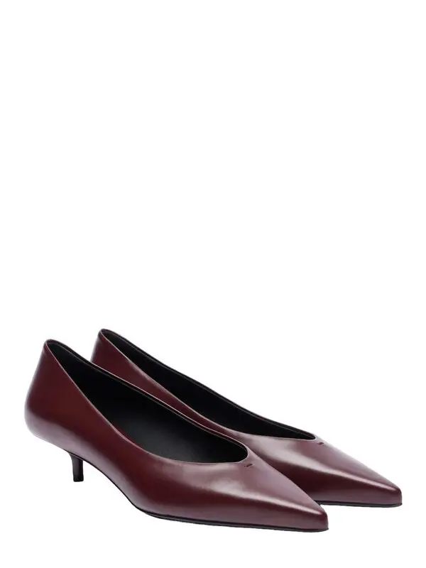 Max Mara Leather Pointed-toe Pumps - Burgundy