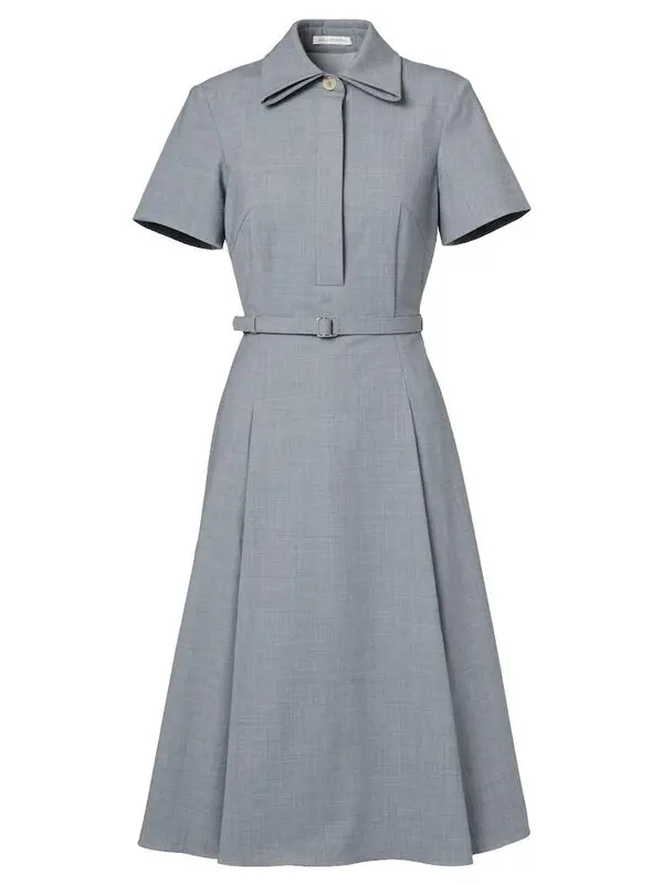 EMILIA WICKSTEAD Iwona Belted Midi Dress - Grey