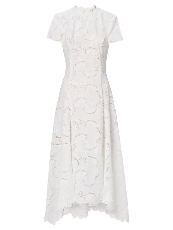 Oscar De La Renta Guipure Lace Midi Dress - White
