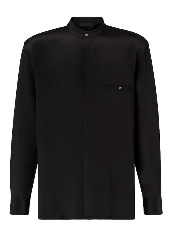 SAMAN AMEL Silk Shirt Jacket - Black