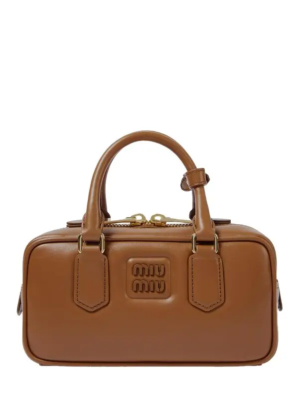 Miu Miu Arcadie Small Leather Tote - Brown