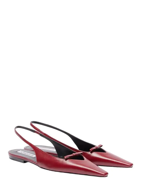 Victoria Beckham Leather Slingback Flats - Red