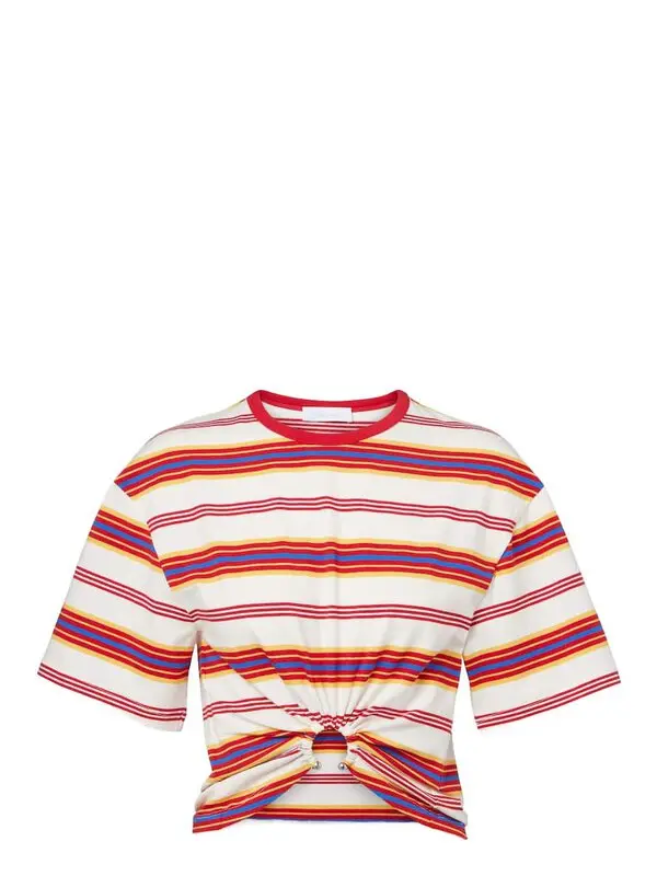 Rabanne Gathe Striped Cotton-blend T-shirt - Red