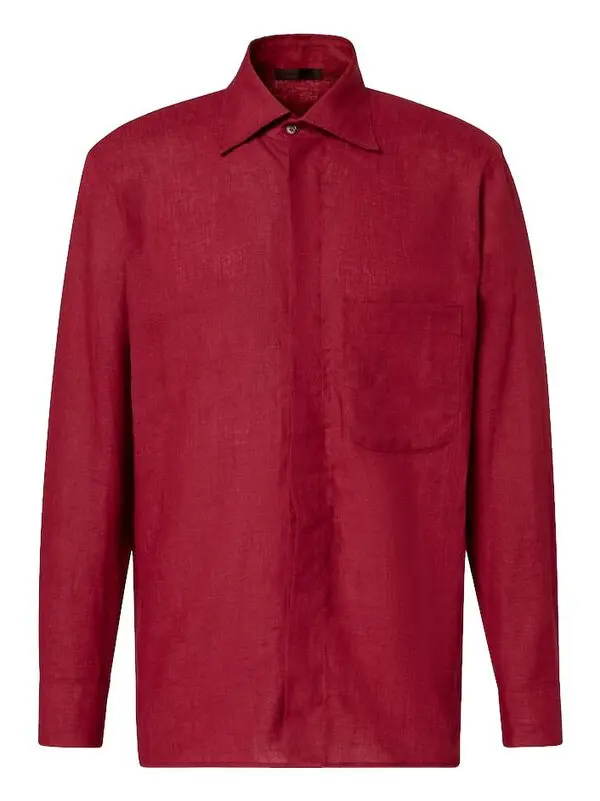 SAMAN AMEL Linen Shirt - Red