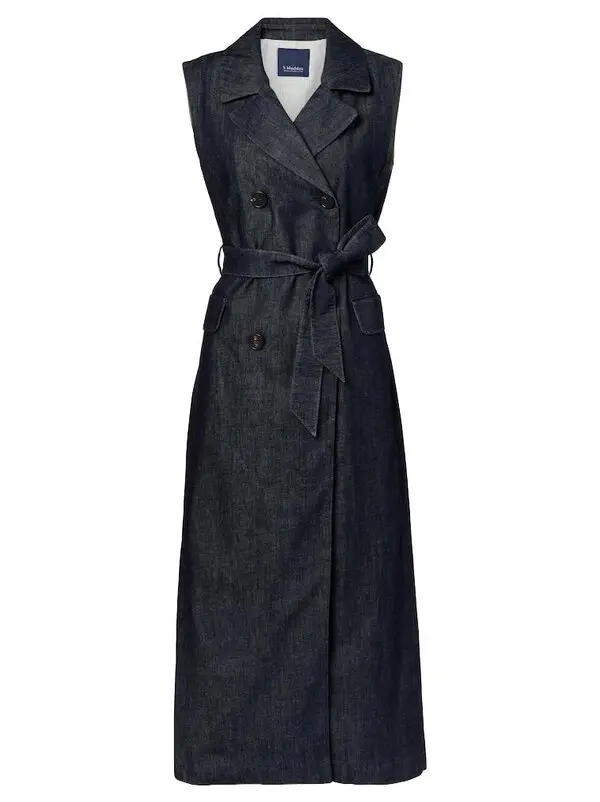 Max Mara Greta Belted Denim Maxi Dress - Blue