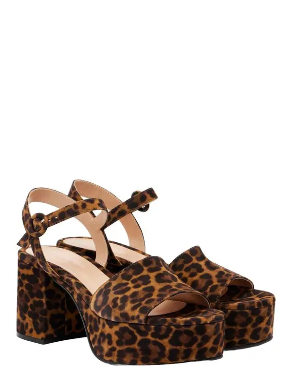 GIANVITO ROSSI 35 Leopard-print Platform Sandals - Brown