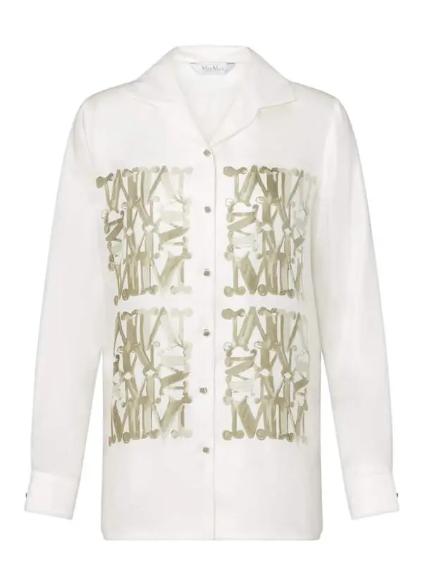 Max Mara Printed Silk Shirt - White