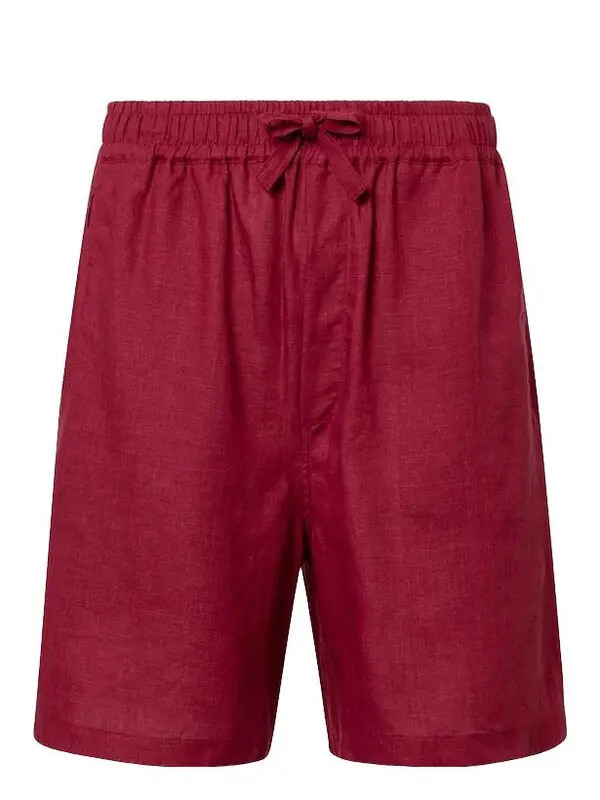 SAMAN AMEL Linen Shorts - Red