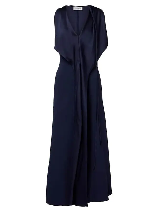 Victoria Beckham Draped Satin Midi Dress - Blue