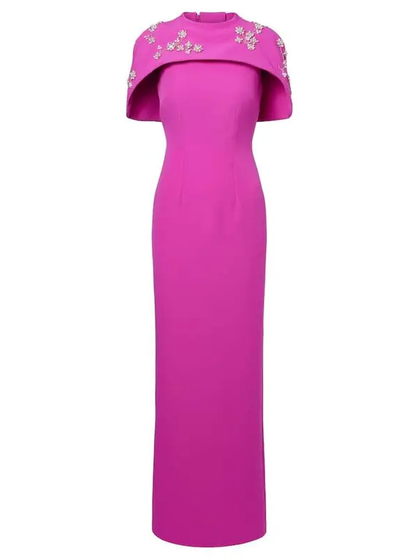 Safiyaa Embellished Caped Gown - Pink