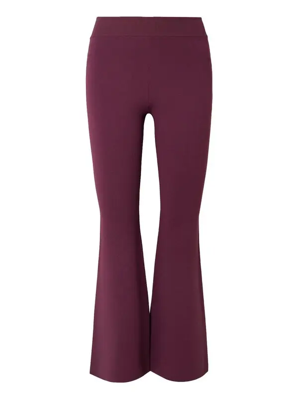 Stella McCartney Cropped Jersey Flared Pants - Burgundy