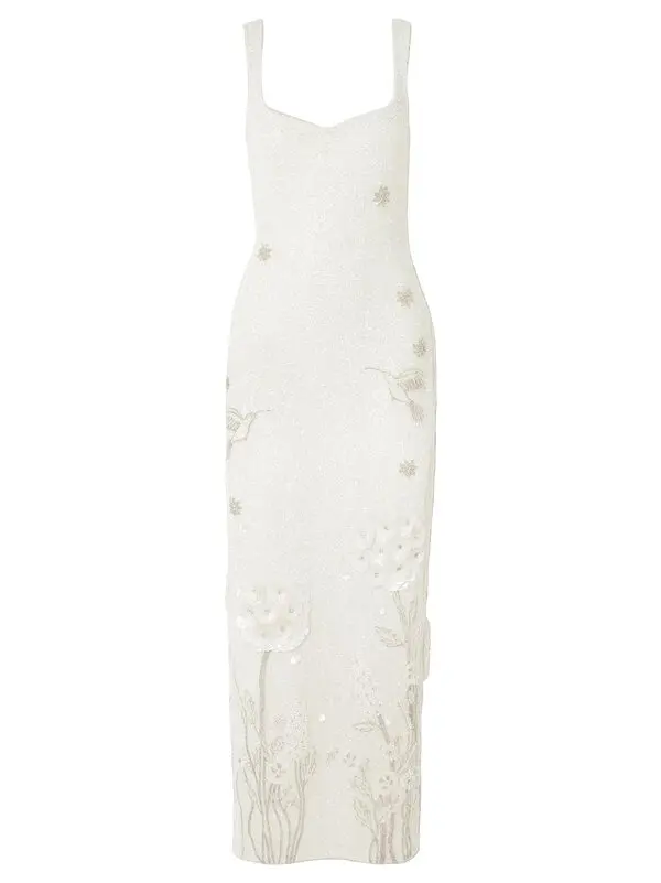 CLIO PEPPIATT Hummingbird Embellished Beaded Gown - Neutrals