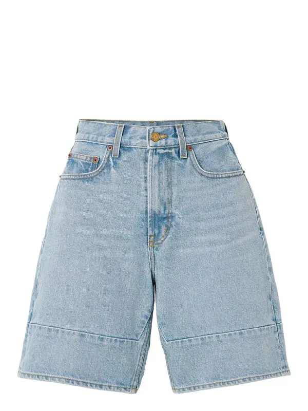 B Sides Marcel Wide-leg Denim Shorts - Blue