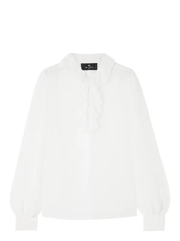 Etro Ruffled Jacquard Blouse - White