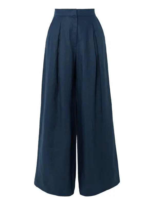 ANDRES OTALORA Una Metafora Pleated Wide-leg Linen Pants - Blue