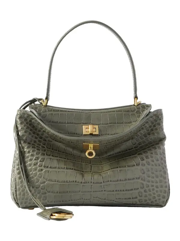 Balenciaga Rodeo Small Croc-effect Leather Tote - Green