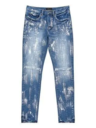 PURPLE BRAND Angel Silver Foil Cross Jeans - Indigo