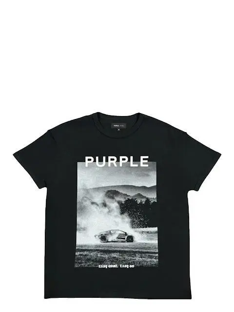 PURPLE BRAND Textured Inside Out Tee Shirt - Black