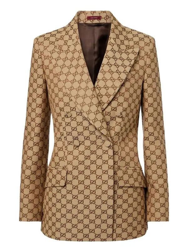 Gucci Gg Jacquard Cotton-blend Blazer - Brown