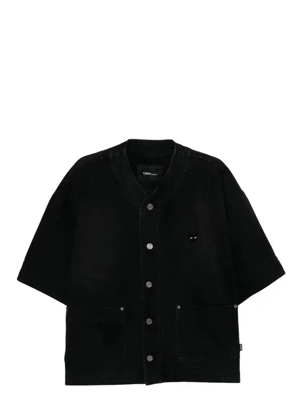 SONGZIO Denim Short-sleeves Shirt - Black