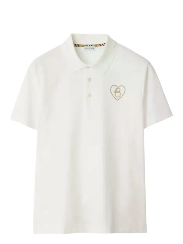 Burberry B Heart Cotton Polo Shirt - White