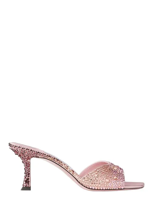 JIMMY CHOO Skye 70 Leather Embellished Mules - Pink