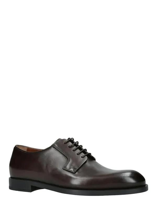 Zegna Leather Classic Flex Derby Shoes - Brown