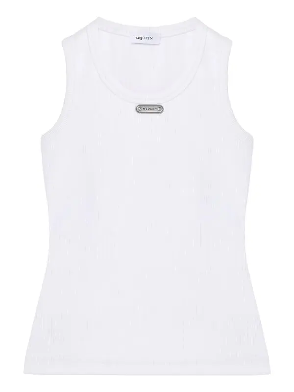 Alexander McQueen Cotton Logo-plaque Tank Top - White